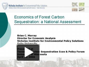 Economics of Forest Carbon Sequestration: a National Assessment ...