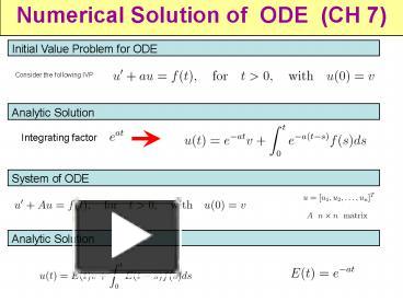 PPT – Initial Value Problem for ODE PowerPoint presentation | free to ...