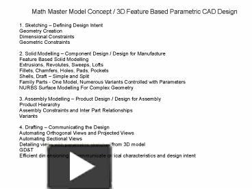 PPT – Math Master Model Concept 3D Feature Based Parametric CAD Design ...