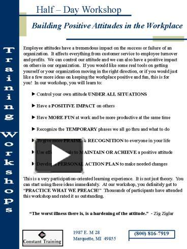 Building Positive Attitudes in the Workplace presentation | free to view