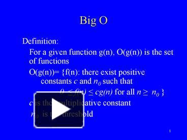 PPT – Big O PowerPoint presentation | free to view - id: 267ff5-MThlZ