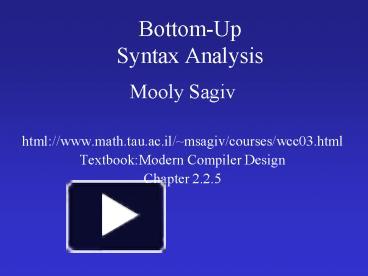 PPT – Bottom-Up Syntax Analysis PowerPoint presentation | free to ...