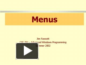 PPT – Menus PowerPoint presentation | free to view - id: 2682f8-ZTNmN