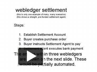 webledger settlement this is only one example of many, many scenarios ...