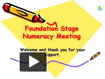 Foundation Stage Numeracy Meeting presentation | free to view