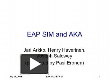 EAP SIM and AKA presentation | free to download