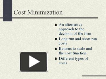 Cost Minimization presentation | free to download