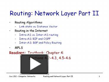 Routing: Network Layer Part II presentation | free to download
