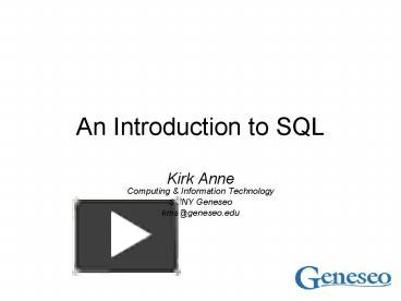 PPT – An Introduction to SQL PowerPoint presentation | free to view ...