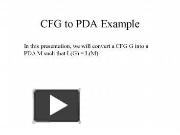 CFG to PDA Example presentation | free to view