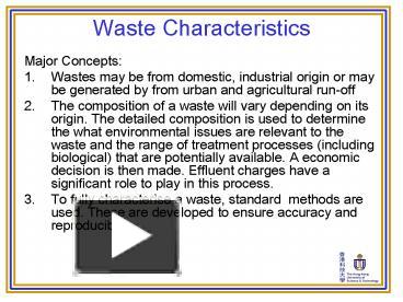 Waste Characteristics presentation | free to view