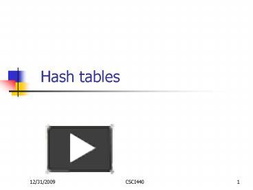 PPT – Hash tables PowerPoint presentation | free to view - id: 26a89a-Y2I5Z