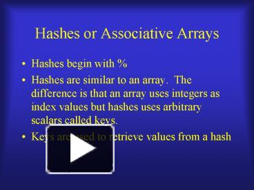 PPT – Hashes or Associative Arrays PowerPoint presentation | free to ...