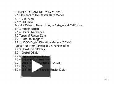 CHAPTER 5 RASTER DATA MODEL presentation | free to view