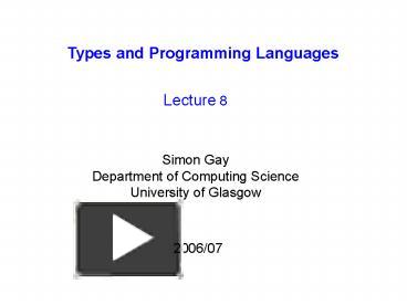 Types and Programming Languages presentation | free to download
