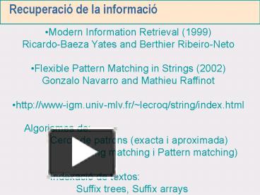 PPT – Recuperaci de la informaci PowerPoint presentation | free to view ...