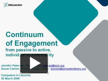 PPT – Continuum of Engagement from passive to active, individual to ...