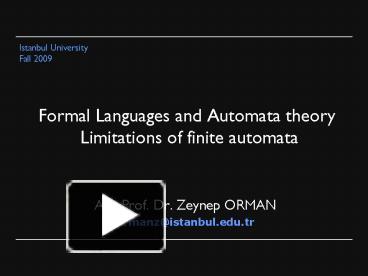 PPT – Formal Languages and Automata theory Limitations of finite ...