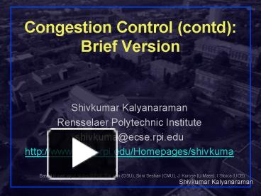 PPT – Congestion Control contd: Brief Version PowerPoint presentation ...