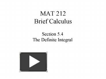 PPT – MAT 212 Brief Calculus PowerPoint presentation | free to view ...