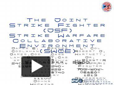 The Joint Strike Fighter JSF Strike Warfare Collaborative Environment ...
