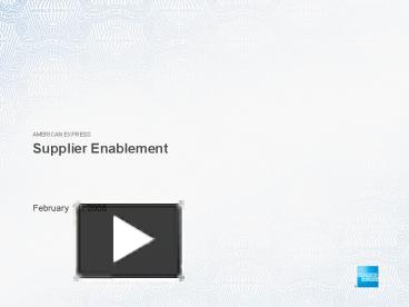 Supplier Enablement presentation | free to view