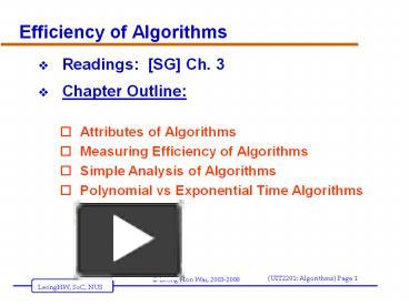 Efficiency of Algorithms presentation | free to view
