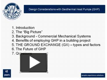 PPT – Design Considerations with Geothermal Heat Pumps (GHP) PowerPoint ...