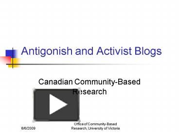Antigonish and Activist Blogs presentation | free to view