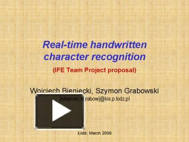PPT – Realtime handwritten character recognition IFE Team Project ...