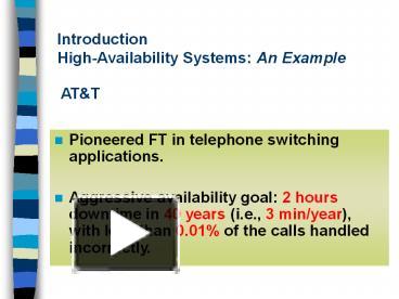 PPT – Introduction High-Availability Systems: An Example PowerPoint ...