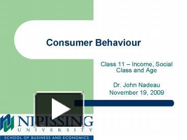 Consumer Behaviour presentation | free to view