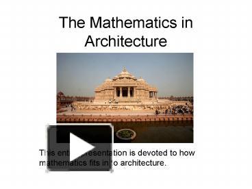 The Mathematics in Architecture presentation | free to view