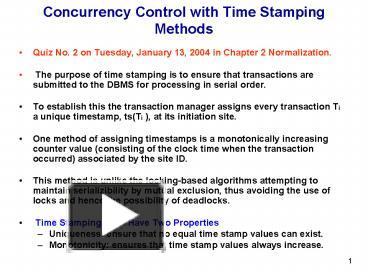 PPT – Concurrency Control with Time Stamping Methods PowerPoint ...