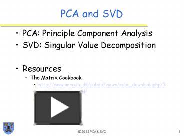 PCA and SVD presentation | free to view