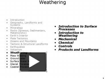 PPT – Weathering GEO 124 PowerPoint presentation | free to view - id ...