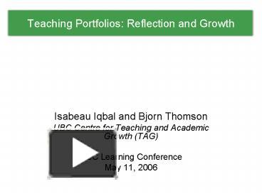 PPT – Teaching Portfolios: Reflection and Growth PowerPoint ...
