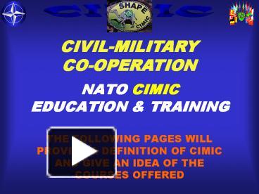 NATO CIMIC EDUCATION presentation | free to view