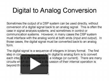 PPT – Digital to Analog Conversion PowerPoint presentation | free to ...