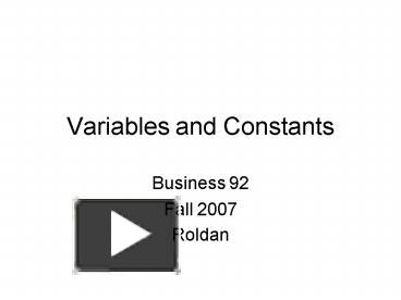 Variables and Constants presentation | free to view