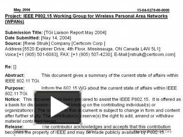 Suggestions for Improvement of the IEEE 802'15'4 WPAN Standard ...