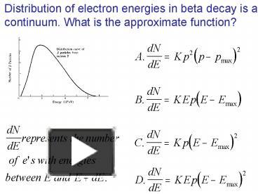 PPT – Distribution of electron energies in beta decay is a PowerPoint ...