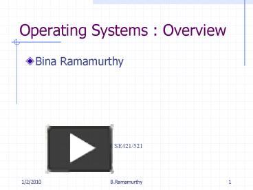 PPT – Operating Systems : Overview PowerPoint presentation | free to ...