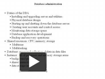 PPT – Database administration PowerPoint presentation | free to ...