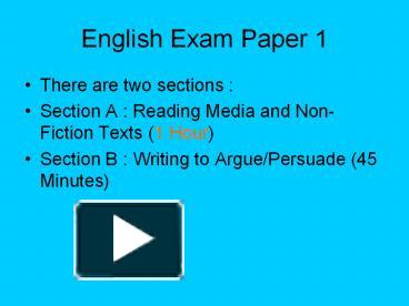 English Exam Paper 1 presentation | free to view