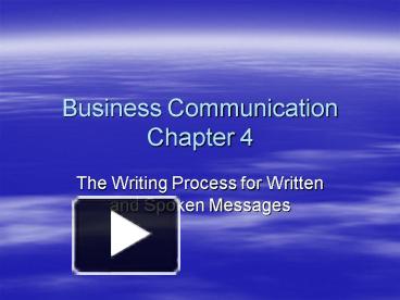 PPT – Business Communication Chapter 4 PowerPoint presentation | free ...