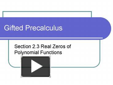PPT – Gifted Precalculus PowerPoint presentation | free to view - id ...