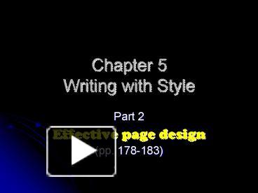 Chapter 5 Writing with Style presentation | free to view