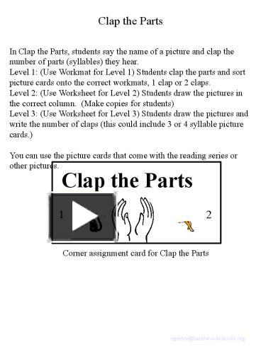 PPT – Clap the Parts PowerPoint presentation | free to view - id ...
