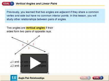 PPT – Previously, you learned that two angles are adjacent if they ...